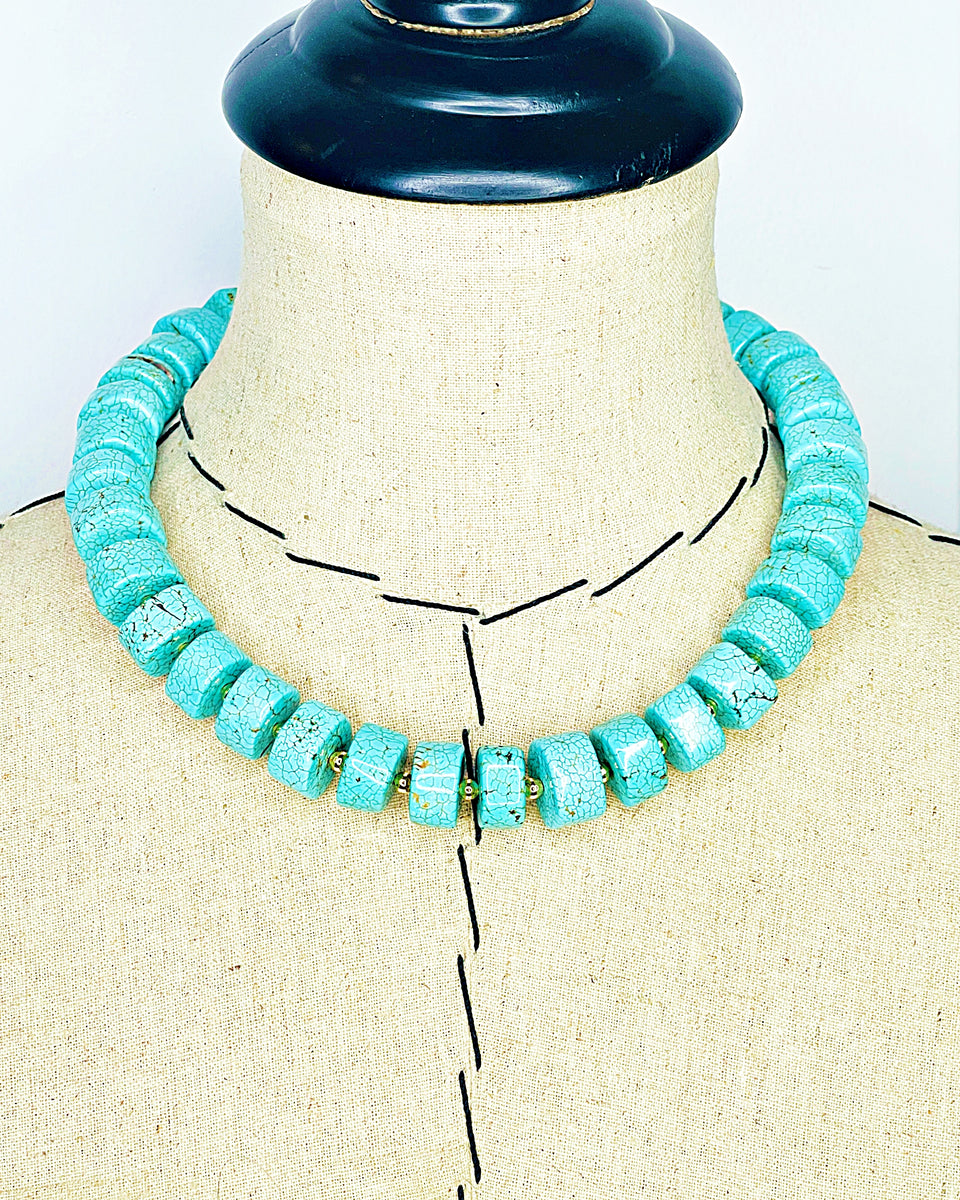 Chroma Riche Turquoise Magnesite Collar Necklace – JulRe Designs Studio