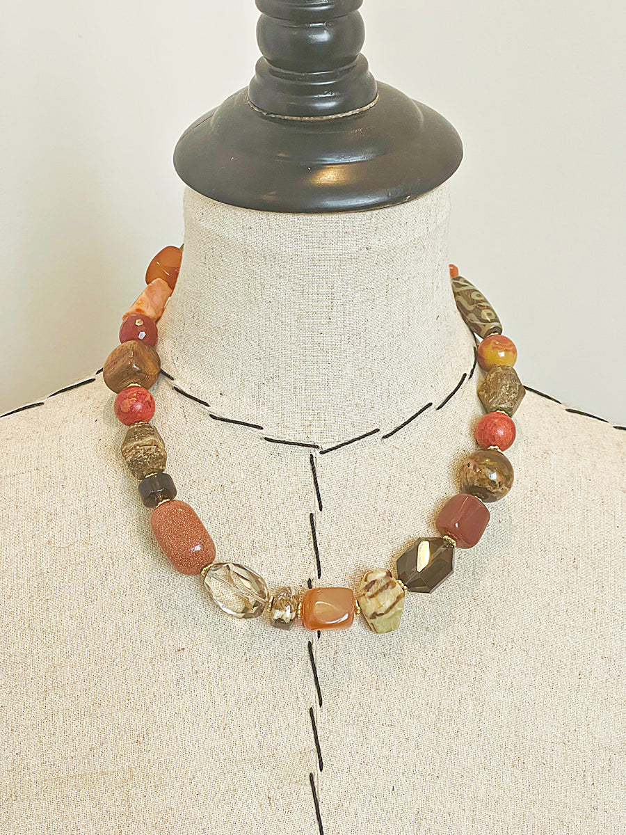 Multi Stone Necklace in Golden Brown (Large) – JulRe Designs Studio